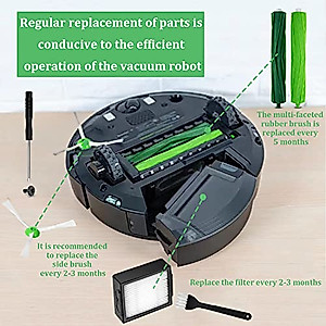 SogYupk Replacement Parts Kit,Compatible for IRobot Roomba E5 E6 E7 i3 i3+ i4 i6 i6+ i7 i7+ j7 j7+.Includes 1 Set of Rubber Brushes+6 Filters+6 Side Brushes+6 Screws+1 Cleaning Tool (20 Pack)