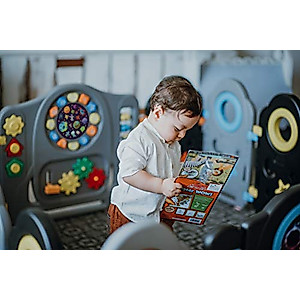 Baby Safety Playpen: Safe Zone Playpen Gray Black Baby Playpen - Kids Activity Center Playard, Safe Play Yard Play Pen with Games & Door for Infants (Gray & Black, 14 Panels)