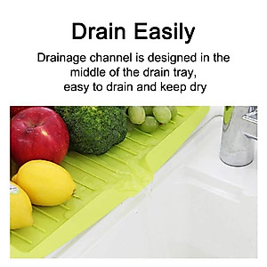 Qingsi 1 PC Premium Drip Tray Dish Drainer Mat Plastic Kitchen Dish Draining Rack Dish Drain Board Sink Side Drip Sloping Draining Tray for Pots, Pans, Fruit Vgetable Drain Cooking Holder Tools