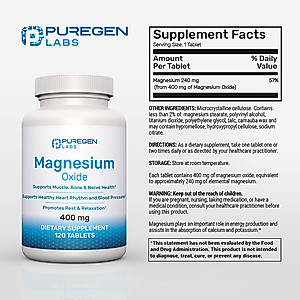 Magnesium 400mg [High Potency] Supplement – Magnesium Oxide for Immune Support, Muscle Recovery, Leg Cramps and Relaxation 120 Tablets