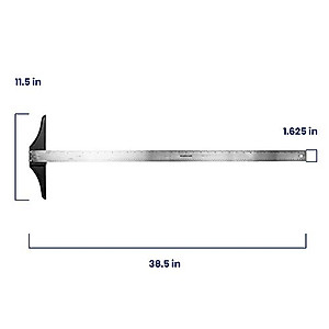 Pacific Arc 36 Inch T Square, Traditional Stainless Steel, Graduated Inch and Pica