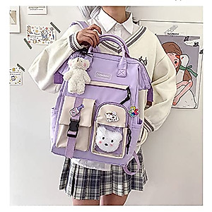 JIELAFIC Kawaii Backpack for School,kawaii Backpack with Kawaii Pin and Accessories Cute Bookbags for Teen Girls (Purple5)