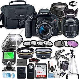 Canon EOS Rebel T7i DSLR Camera Bundle with Canon EF-S 18-55mm STM Lens & Tamron 70-300mm Zoom Lens + 32GB Sandisk Memory + Canon Case + TTL Speedlight Flash (Good Upto 180 Feet) + Accessory Bundle