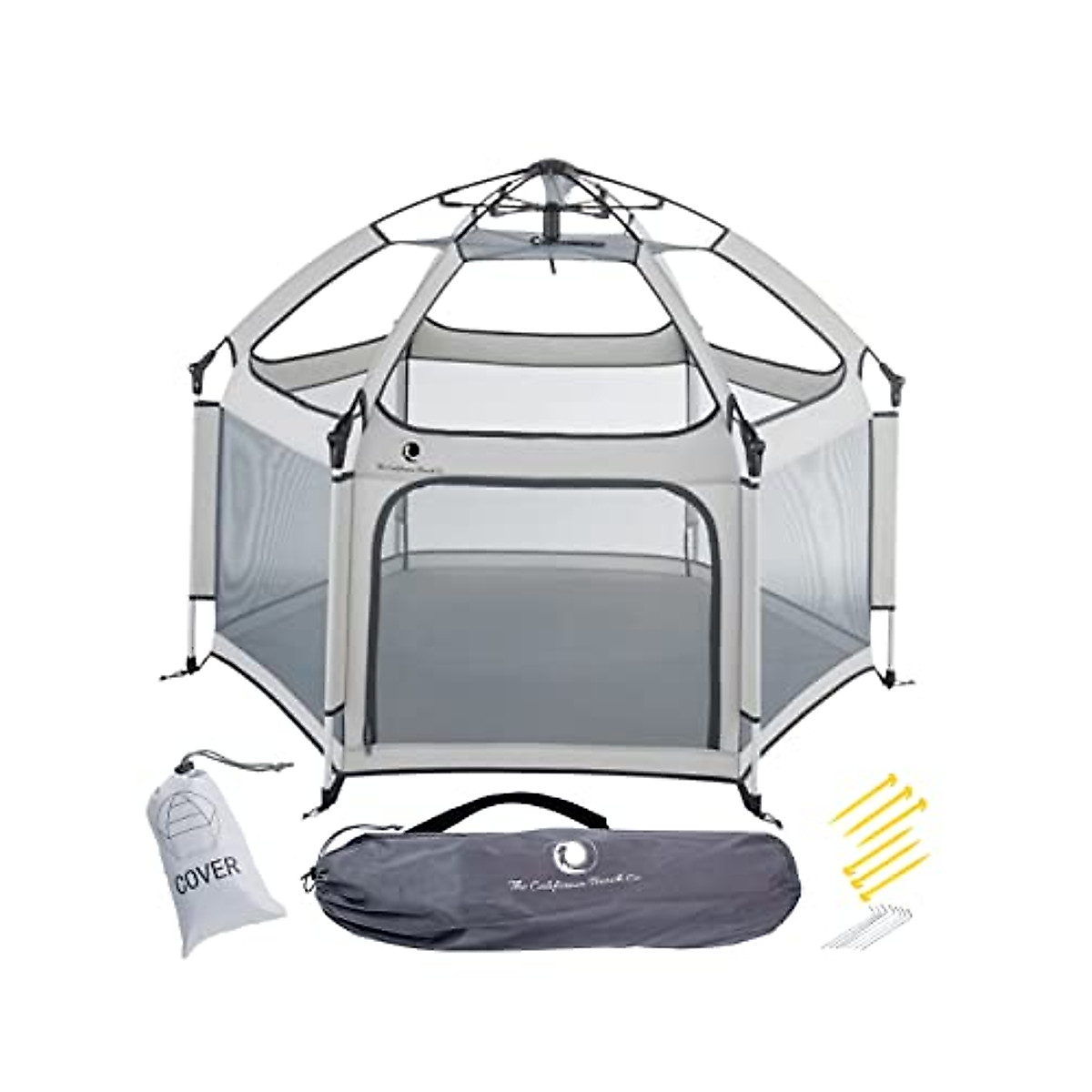 POP 'N GO Premium Indoor and Outdoor Baby Playpen - Portable, Lightweight, Pop Up Pack and Play Toddler Play Yard w/Canopy and Travel Bag - Grey