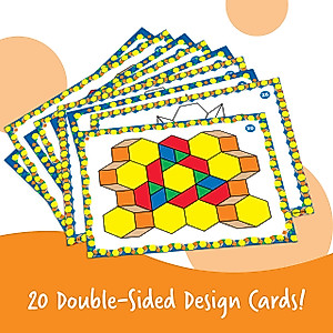 Learning Resources Pattern Block Activity Set, 20 Double-Sided Cards, Puzzles for Kids, Easter Gifts for Kids, Ages 4+
