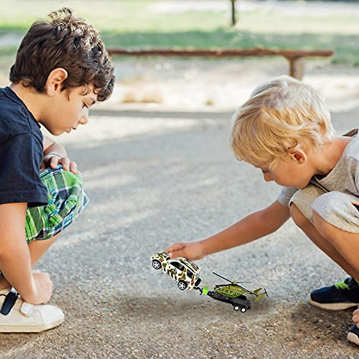 ArtCreativity SUV Toy Car with Trailer and Helicopter Playset for Kids, Interactive Northern Trek Play Set with Detachable Helicopter & Opening Doors on 4 x 4 Car, Best Birthday Gift for Boys & Girls