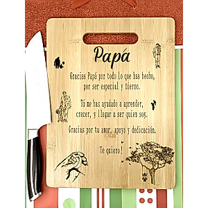 Regalo para papá: tabla de cortar de bambú grabada (22 x 30 cm) Gift for Dad-Engraved bamboo cutting board 9"x12"