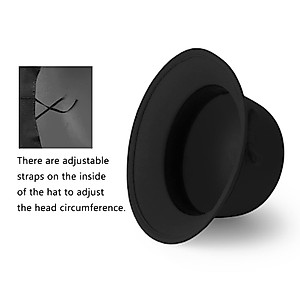 Women Felt Hat, Bucket Hat, Adjustable Vintage Bowler Suede Wool Hat with Bowknot Black