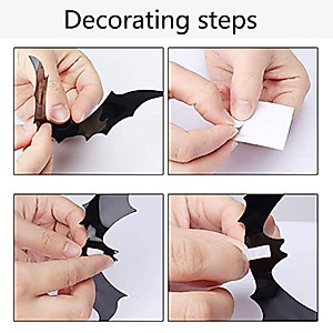 Halloween party decorations, Halloween decoration black bat sticker decals, 3D scary bat decoration, Halloween bat door and window decoration(40pcs)