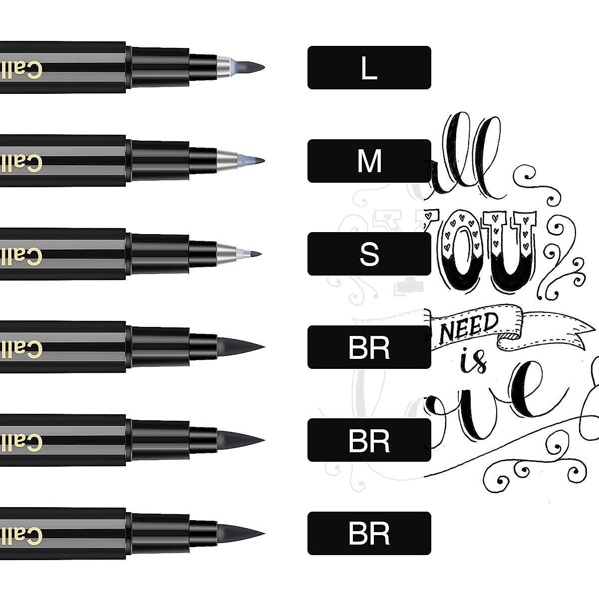AKARUED Calligraphy Pens kits for Beginners - 6 Pack Calligraphy Pen, Modern Caligraphy Brush Pen Set for Writing, Journaling, Drawing, Letter for Adults, Markers, Hand Lettering Pens, Back To School