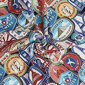 Explore Land Travel Luggage Cover Suitcase Protector Fits 18-32 Inch Luggage (Landmark Sticker, S(18-22 inch Luggage))