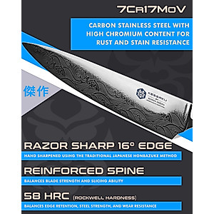 KESSAKU 8-Inch Chef Knife - Ronin Series - Forged High Carbon 7Cr17MoV Stainless Steel - Pakkawood Handle with Blade Guard