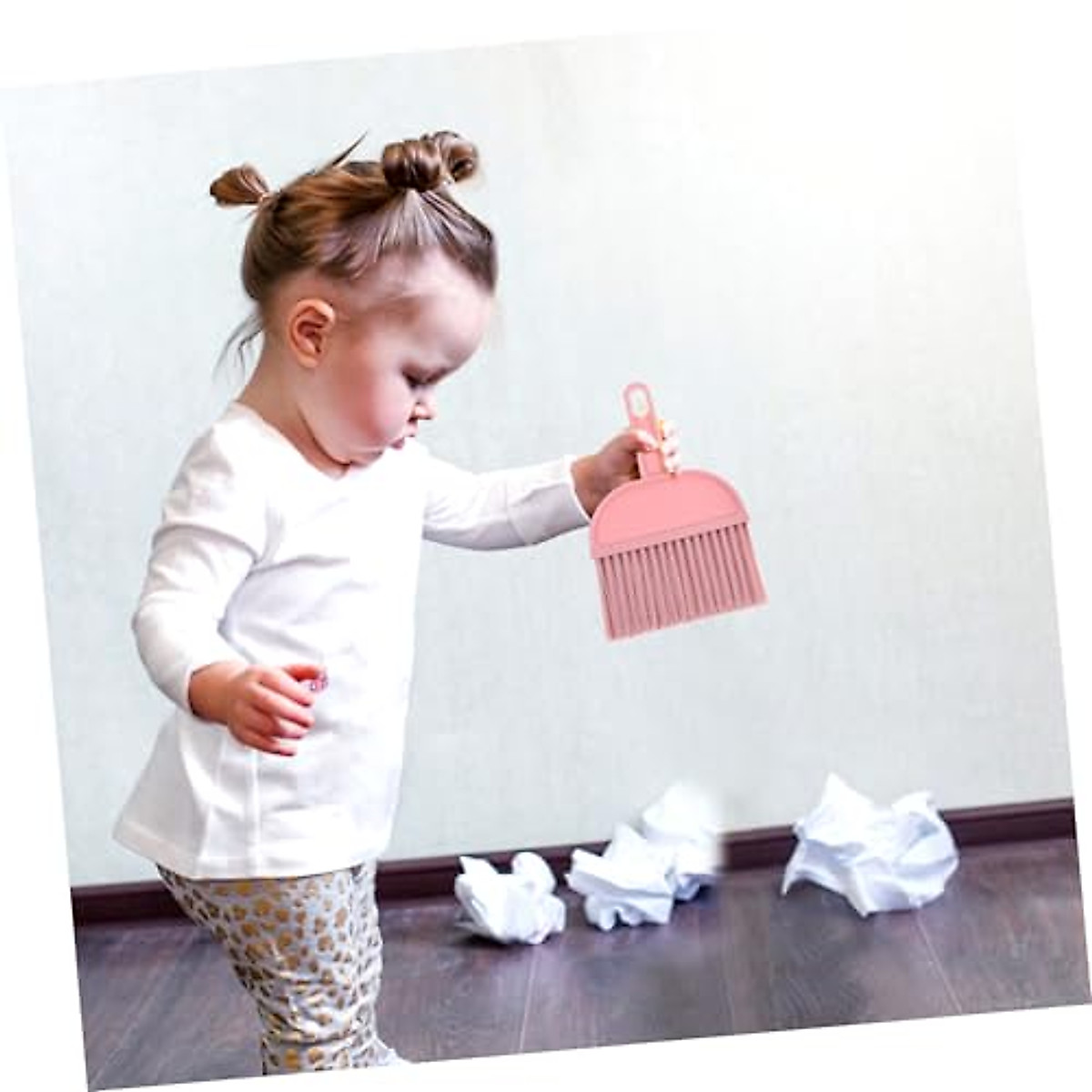 Mobestech 1 Set Mini Table Broom Broomstick Hand Held Broom Mini Broom Small Broom Dust Pan Brush Broom with Dustpan Broom and Dustpan Classroom Cleaning Supplies Handheld Broom Pink Plastic