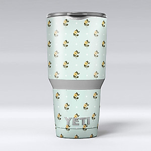 Design Skinz The Micro Daisy and Mint Polka Dot Pattern - Skin Decal Vinyl Wrap Kit Compatible with The Yeti Rambler Cooler Tumbler Cups