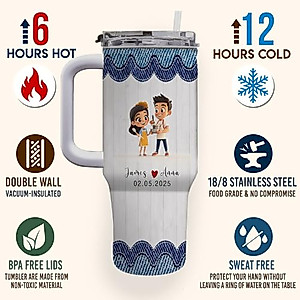 Custom 40oz Tumbler with Handle – wedding rehearsal dinner-Personalized Couple Gift for Anniversary Wedding Gift, Birthday, Mother's Day, Valentine’s Day J1cNzE