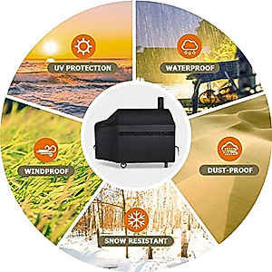 NEXCOVER Offset Smoker Cover - 60 Inch Waterproof Charcoal Grill Cover, Outdoor Heavy Duty BBQ Cover, Rip Resistant Smokestack Barbecue Cover for Brinkmann Char-Broil Weber Nexgrill, Black.