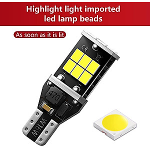 UGSHY Pack-2 Car Illumination Lights, T15 Reverse Light, High Power Decoding 3535 Chip Bulbs, Super Bright LED Bulb, Extremely Super Bright, Universal Bulbs Replacement (White Light)