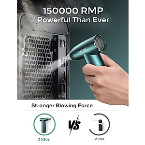 Electric Air Duster, 150000 RPM Compressed Air Duster with [Powerful Brushless & Coreless Motor] [Elegant All Metal] Air Duster Compressed Air Cordless Air Duster Mini Air Blower for Computer Keyboard