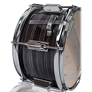 Popcorn Snare Drum by GRIFFIN | Firecracker Acoustic 10" x 6" Poplar Shell with Zebra Wood PVC | Soprano Mini Concert Marching Percussion Musical Instrument with Snare Throw Off, Drummers Key & Head