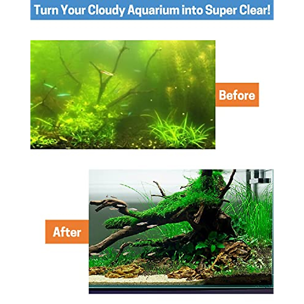 Kulife Fumak Aquarium Filter Fish Tank Filters U-V Filter Pump with Timer Turns Green Water to Clear, Dual Mode (Aeration/Rainfall) for 40-120 Gallon Aquariums, Flow Rate and Direction Adjustable