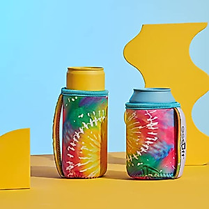 GoCuff Slim Can Cuff Covers Reusable Insulator with Handle: Neoprene Can Coosies with Insulated Sleeves For Soda, Energy drink, Beer, Hard Seltzer, other 12 oz Skinny Can Beverages (Pink Leopard)