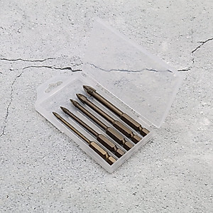 Micro Traders 5pcs Tile Drill Bits with Hex Shank Glass Concrete Drill Bit Set Masonry Drill Bits for Brick Tile Plastic and Wood 3mm 4mm 5mm 6mm 8mm