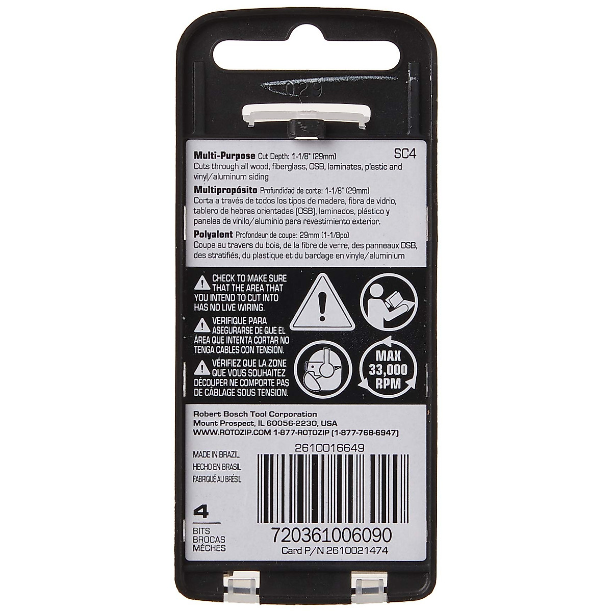 Roto Zip SC4 1/8-Inch Zip Bit for Wood and Plastic, 4-Pack