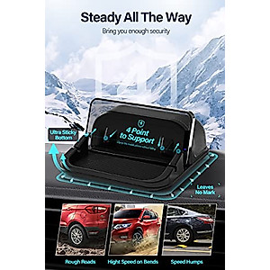 Loncaster Car Phone Holder, Cell Phone Holder Silicone Car Pad Mat for Various Dashboards, Slip Free Desk Phone Stand Compatible with iPhone, Samsung, Android Smartphones, GPS Devices and More (Black)