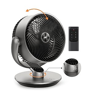Dreo Smart Fans for Bedroom, 16 Inch, 25dB Quiet DC Room Fan with Remote, 120°+90° Oscillating Fan, 6 Modes, 9 Speeds, 12H Timer,Works Alexa/Google/WiFi/Voice Control, Black and Silver