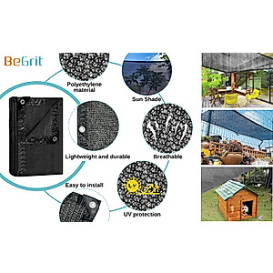 BeGrit 50% 6x10ft Shade Cloth with Grommets Garden Sun Mesh Sunblock UV Resistant Net for Garden Cover Flowers,Patio Plants,Chicken Coop,Greenhouse…