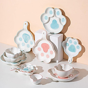 Gaolinci Cute Cat Claw Ceramic Spoon Rests, Easy-to-Clean Kitchen Cutlery Holder (Set of 2)