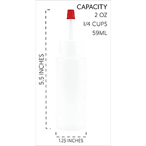 Cornucopia 2oz HDPE Plastic Squeeze Bottles w/Yorker Tips (6-Pack), Empty Refillable Bottles for Arts, Crafts & Kitchen