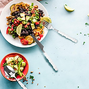 OSALADI 1 Set Dinnerware Serving Utensils Silverware Flatware Eating Utensils Western Food Tableware Steak Cutlery Home Tableware Home Cutlery Knives Stainless Steel White Ceramics