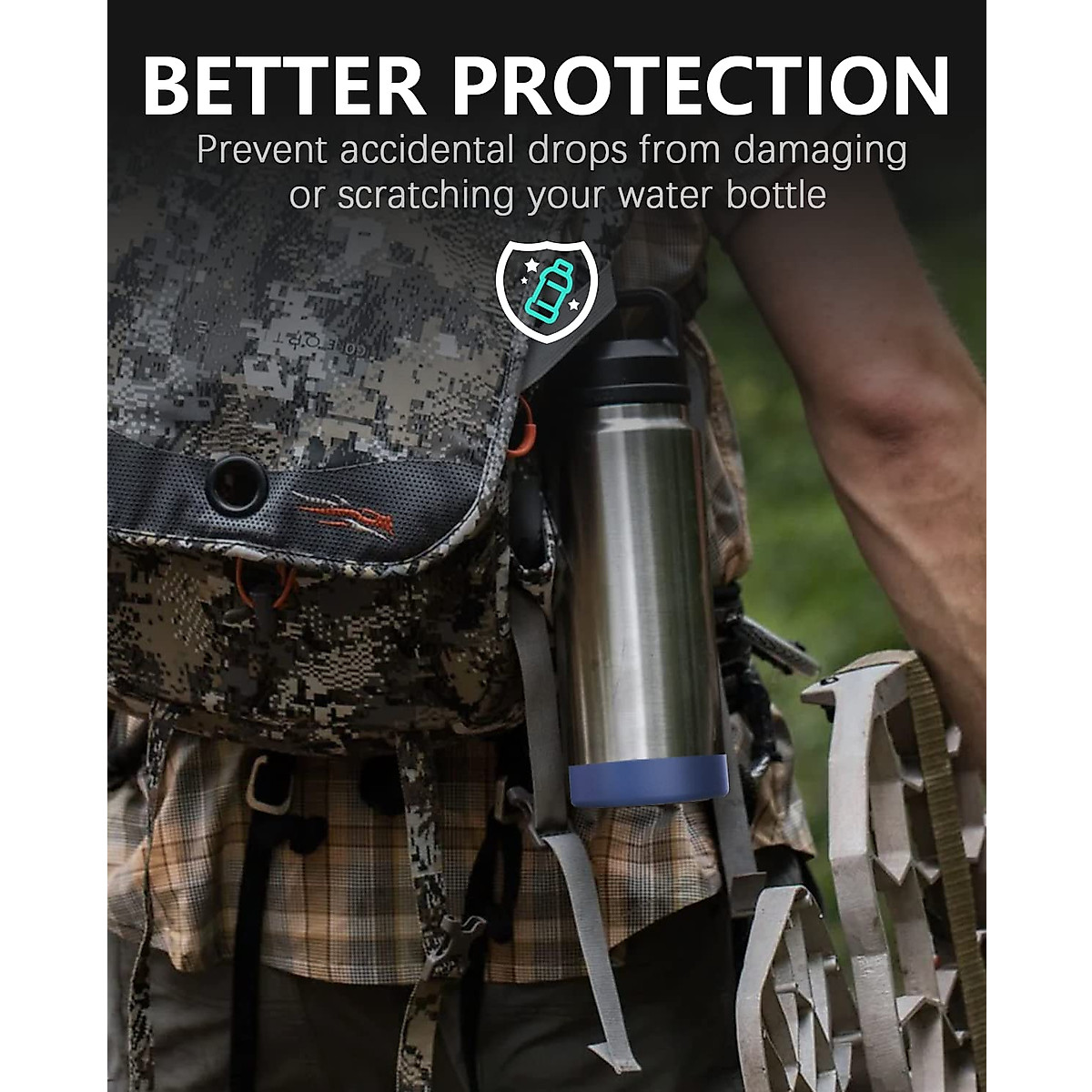 ALIENSX Protective Bottom Boot for YETI Rambler 26oz and Yeti Yonder 34oz Water Bottles, Anti-Slip Silicone Sleeve Cover, Travel Pet Bowl for Dog Cat Food Feeding (Black)