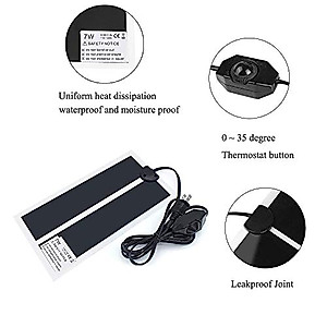 KABASI 2PCS Reptile Heating Mat, 7W 11 x 5.9in Waterproof Reptile Heat Pad Under Tank Terrarium with Temperature Control, Safety Adjustable Reptile Heat Mat for Turtle, Tortoise, Snakes, Lizard, Gecko