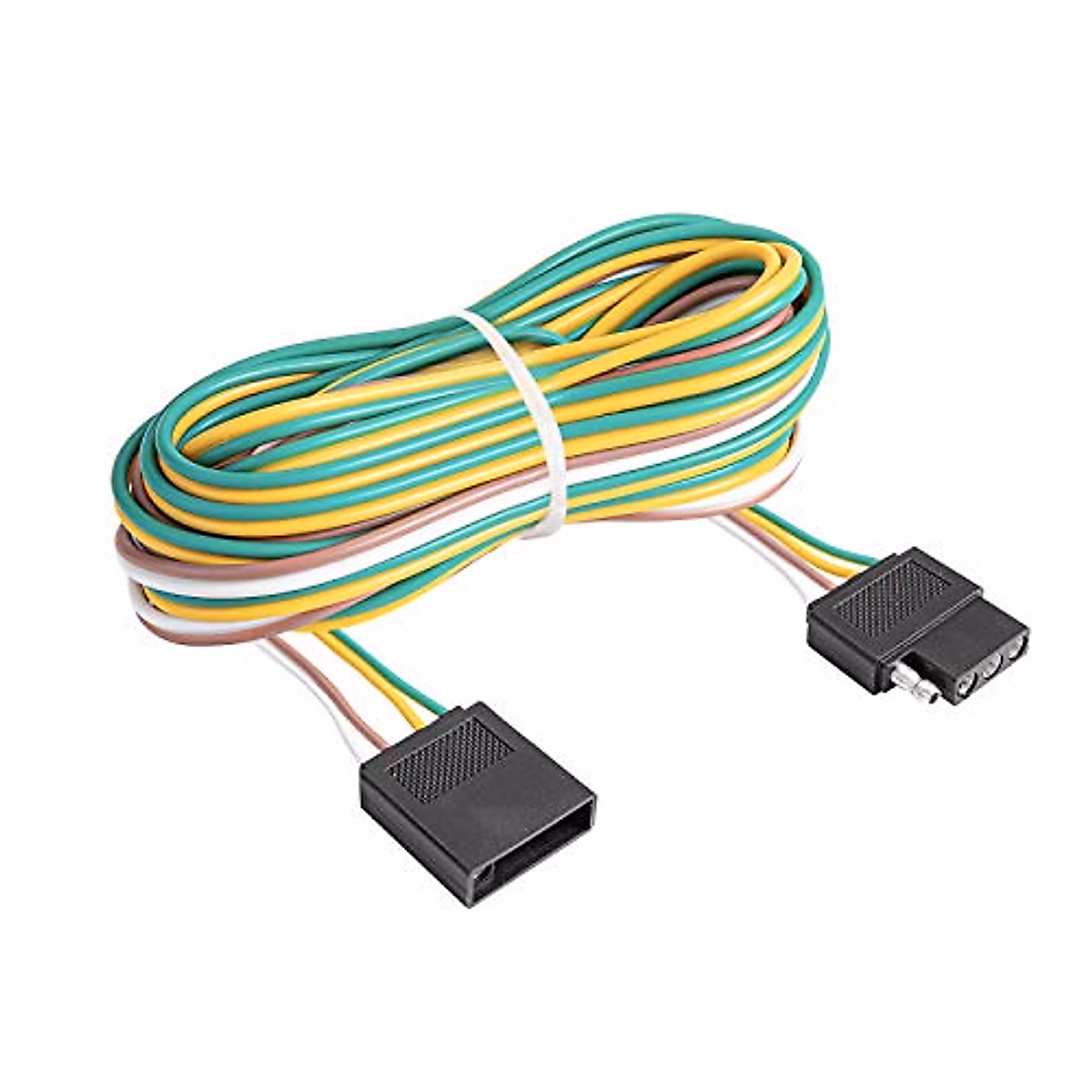 CZC AUTO 4 Pin Trailer Light Wire Harness Extension 18 Gauge 4-Way Flat Wiring Connector, 25ft, for Trailer Boat Car RV Truck