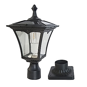 KAIKEA European Solar Outdoor Post Light Fixture Aluminum with Glass Outdoor Post Lamps for House Pillar Light Backyard Outside Deck Garage Yard Garden Driveway LED Home Patio Post Lamps