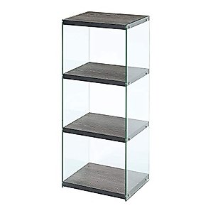 Convenience Concepts SoHo 4 Tier Tower Bookcase, Weathered Gray