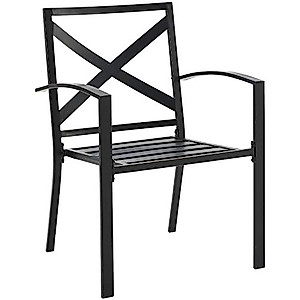 Crosley Furniture KO60025BZ-OL Kaplan Outdoor Metal Dining Chairs, Set of 2, Oiled Bronze with Oatmeal Cushions