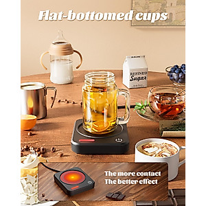 HouseSapp Coffee Mug Warmer for Desk - Candle Wax Plate, Coffee Cup Accessories with 4hrs Auto Shut Off for Milk Tea Water (Black)