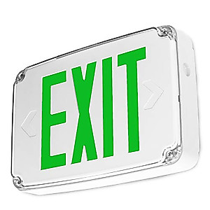 LFI Lights | Wet Location Rated Green Exit Sign | White Housing | All LED | Hardwired with Battery Backup | Single Sided | Knock Out Arrows Included | UL Listed | WLT-G