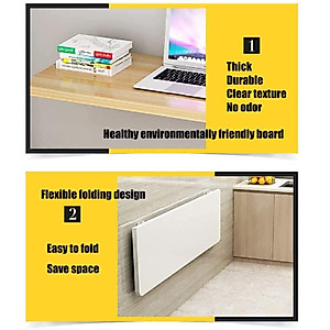 Wall-Mounted Table Wall Desk, Drop-Leaf Computer Table, Folding Heavy Duty Shelf Bracket Bench Table, Kitchen Dining Desk, for Office/Laundry Room