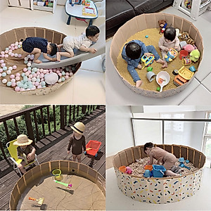 SUNWUKING Toddler Sand and Water Table - Foldable and Portable Ball Pit, Small Sandbox and Baby Sensory Play Activity Center Ideal for Game Room, Pet Bathing and Summer Fun 32 * 8 Inches