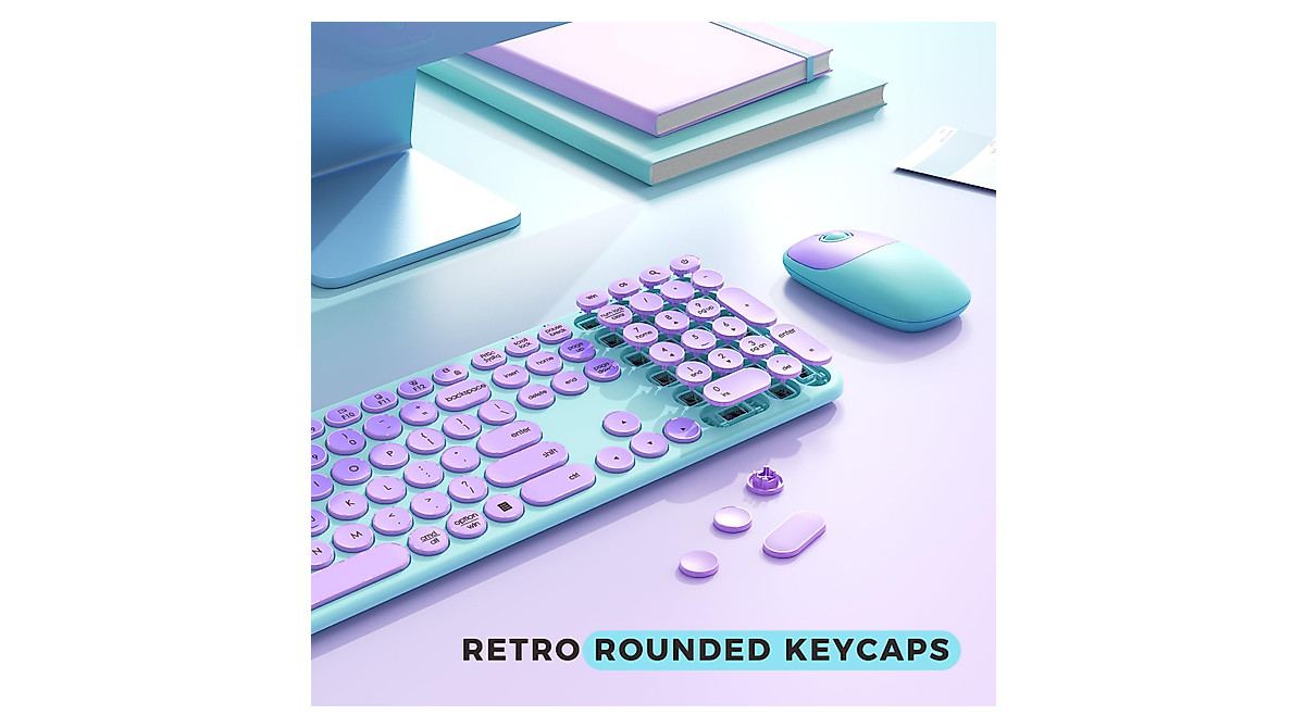 Cute Purple Wireless Keyboard & Mouse for Mac & Windows