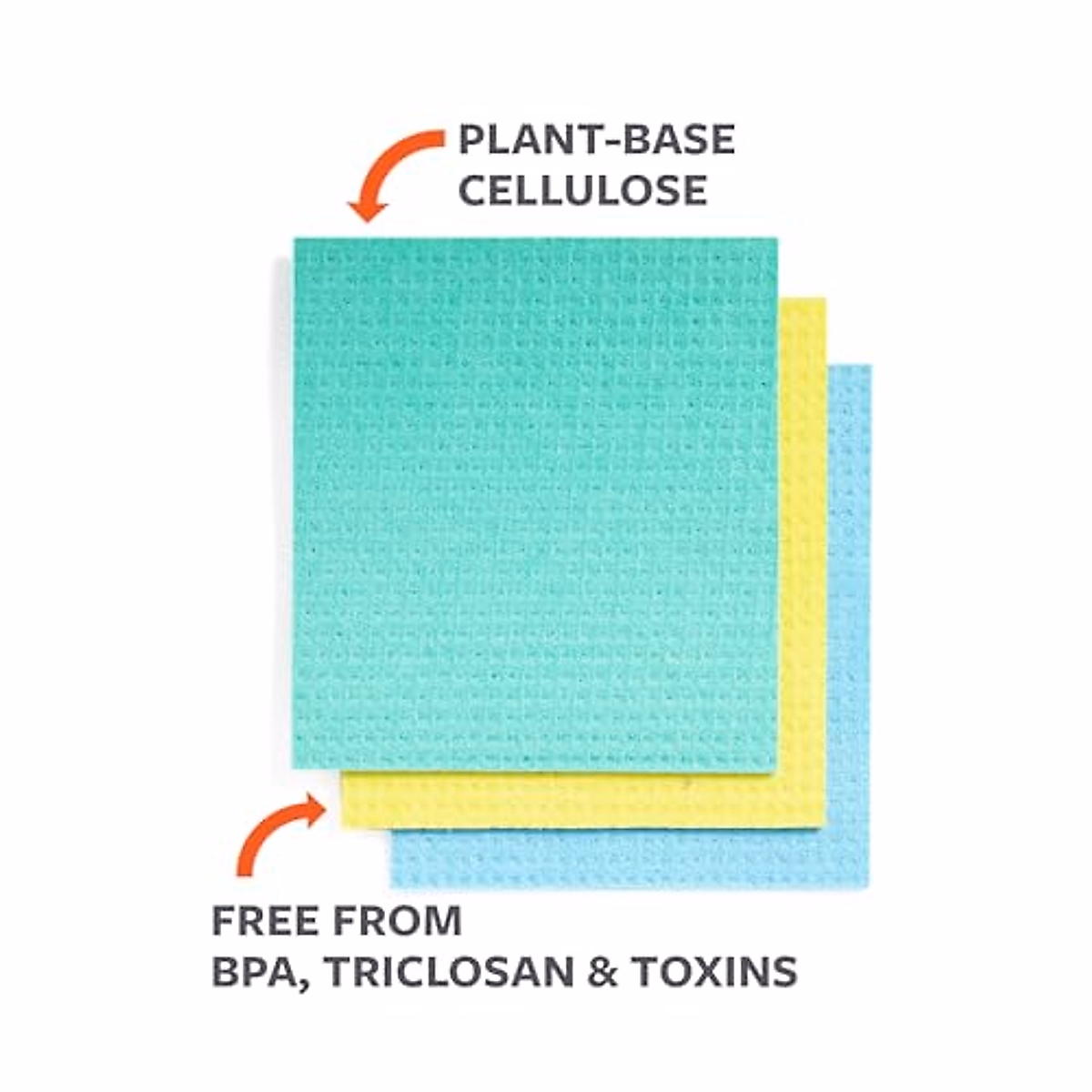 Full Circle Squeeze, Reusable Cellulose Sponge Cloths, 3-pack, Multicolor