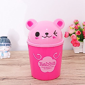 TOYMYTOY Desktop Trash Can Cartoon Animals Wastebasket Rubbish Storage Bin Mini Garbage Organizer (Pink Rabbit)
