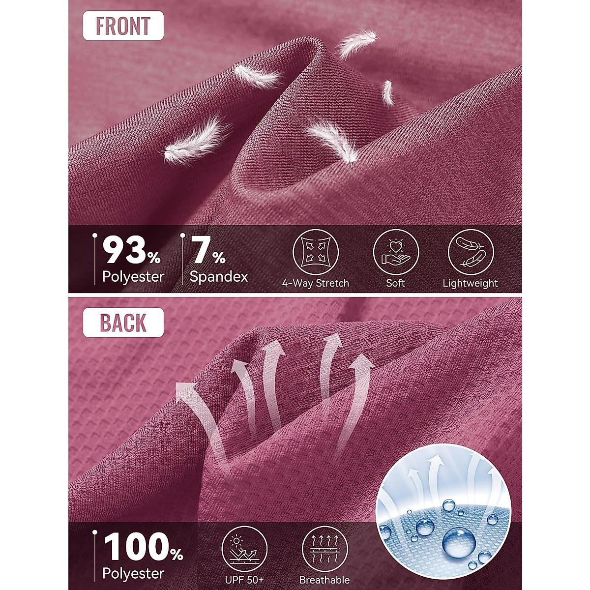 baleaf Women's Long Sleeve Running Shirts Workout Athletic Tops Quick Dry Lightweight UPF 50+ Purple M