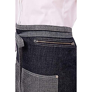 Chef Works Unisex Manhattan Half Bistro Apron, Indigo Blue, One Size