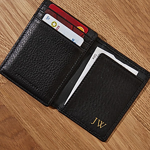 Leatherology Premium Black Oil Men's Money Clip Card Holder Wallet with ID Window