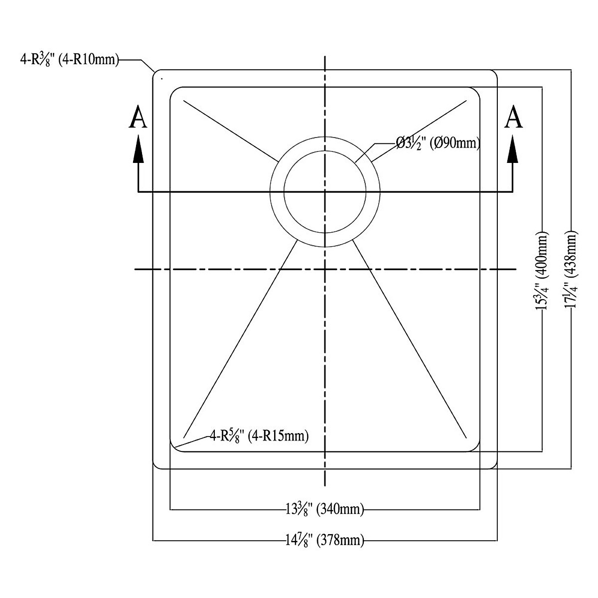Dawn BS131507 Undermount Single Bowl Bar Sink, Polished Satin